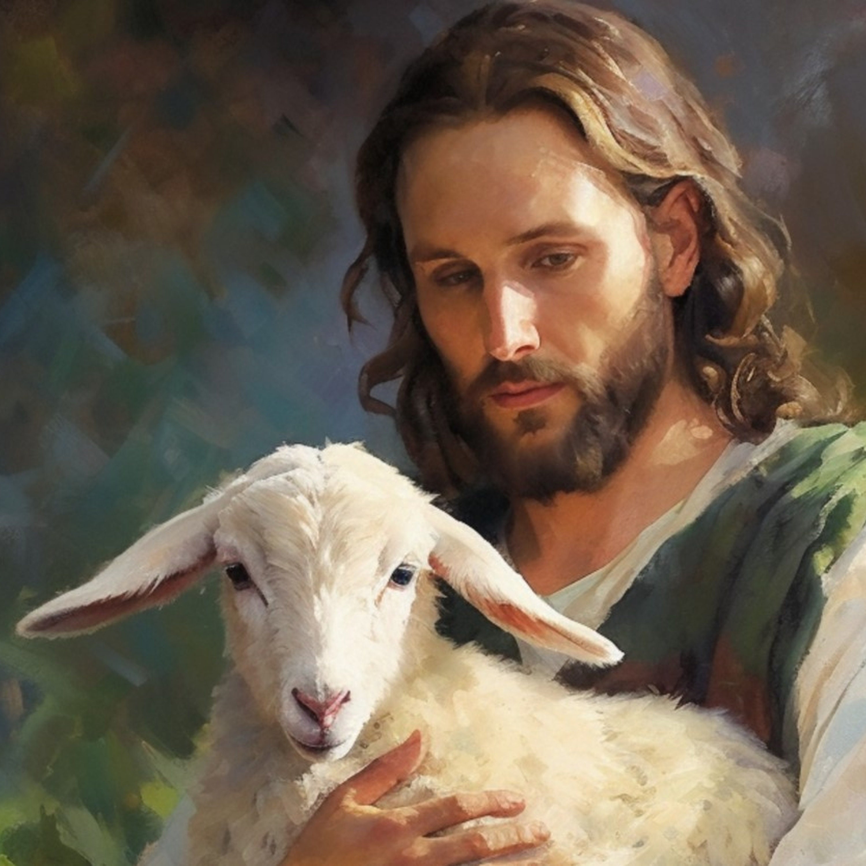 PRINTABLE ART | Painting of Jesus Christ Holding a Baby Lamb ...