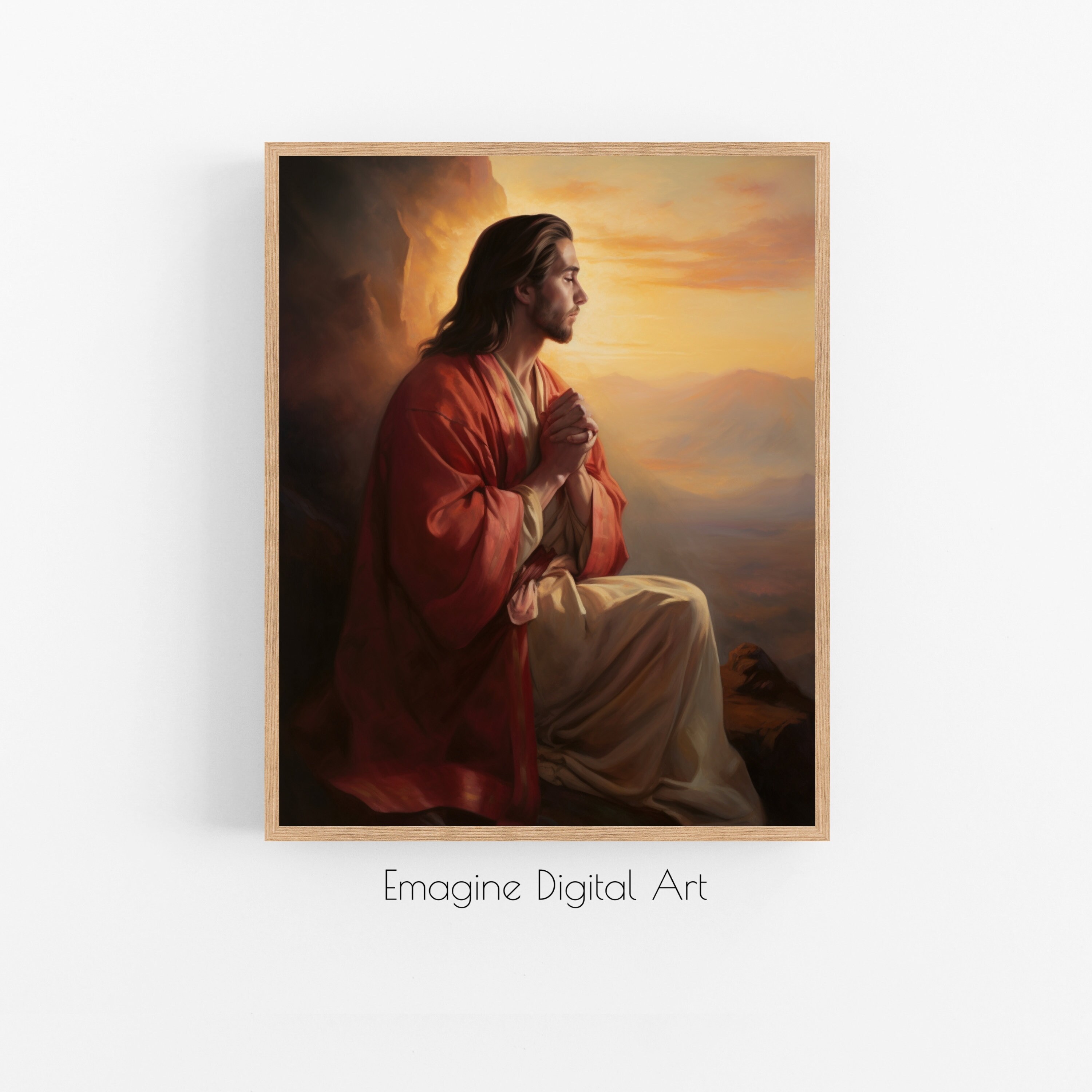 PRINTABLE ART Painting of Jesus Praying at Sunrise Christian Art ...