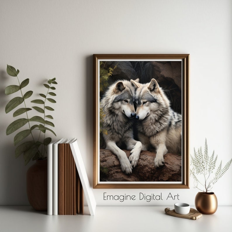 PRINTABLE ART Wolves Cuddling Photograph Wildlife Wall Decor Animal Art ...
