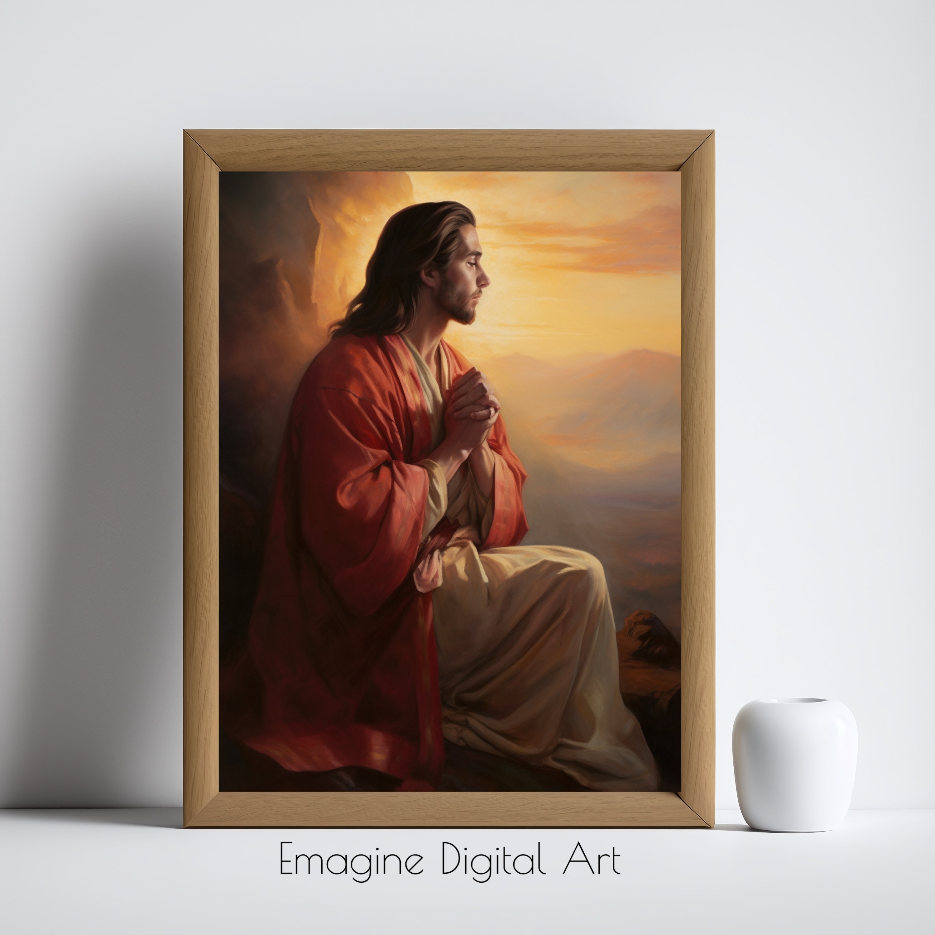 PRINTABLE ART Painting of Jesus Praying at Sunrise Christian Art ...