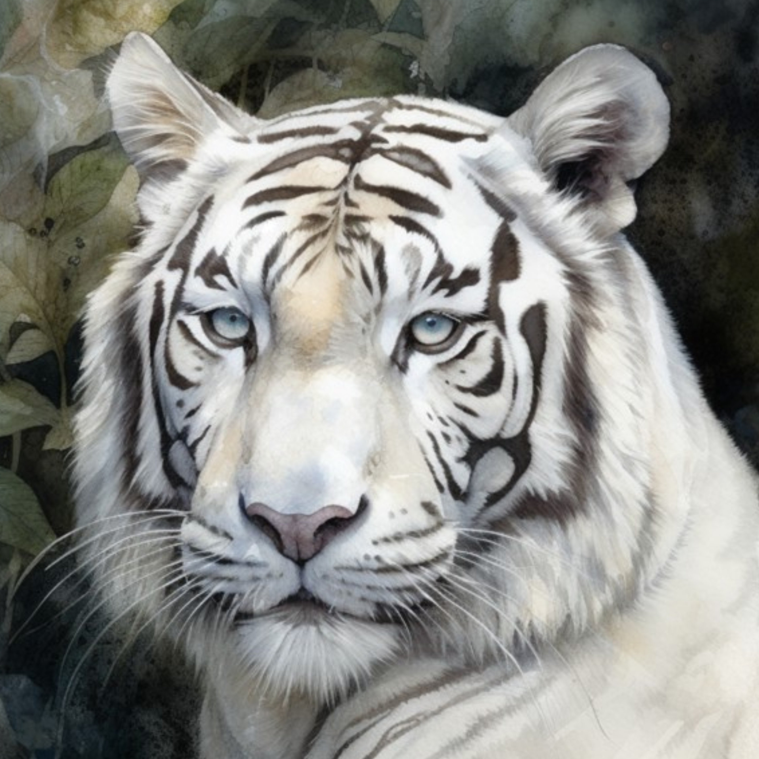 PRINTABLE ART | White Tiger Painting | Wildlife Painting | Tiger Wall ...