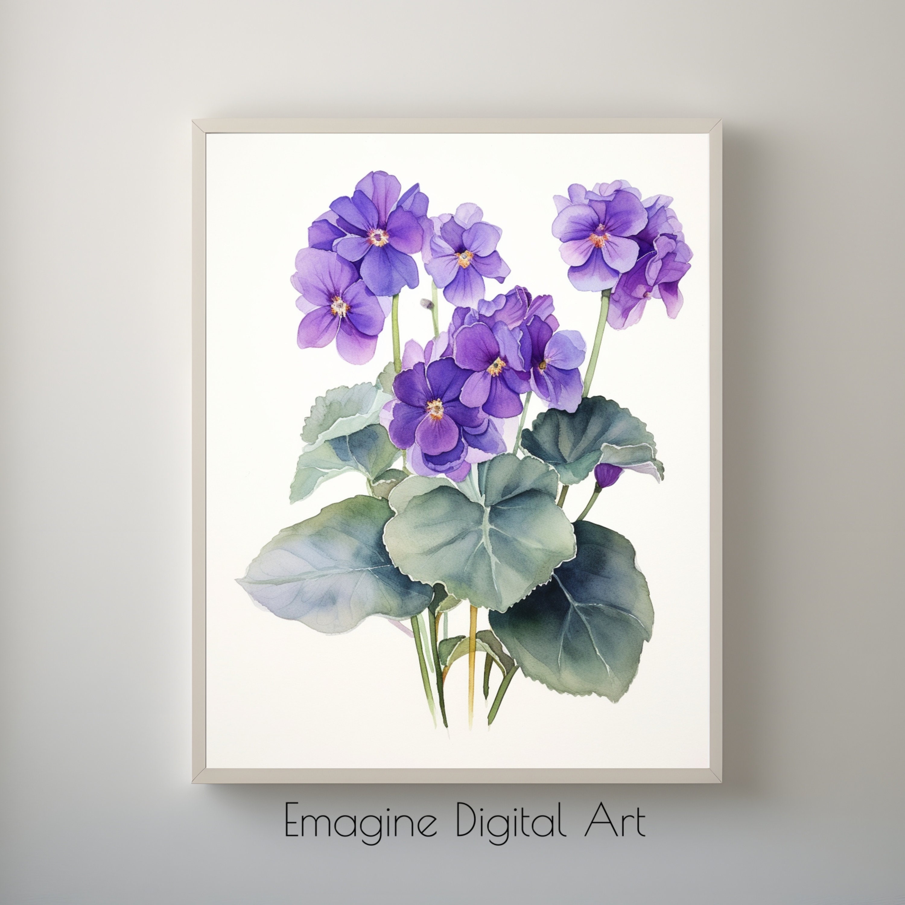 PRINTABLE ART African Violet Watercolor Painting Floral Wall Decor ...