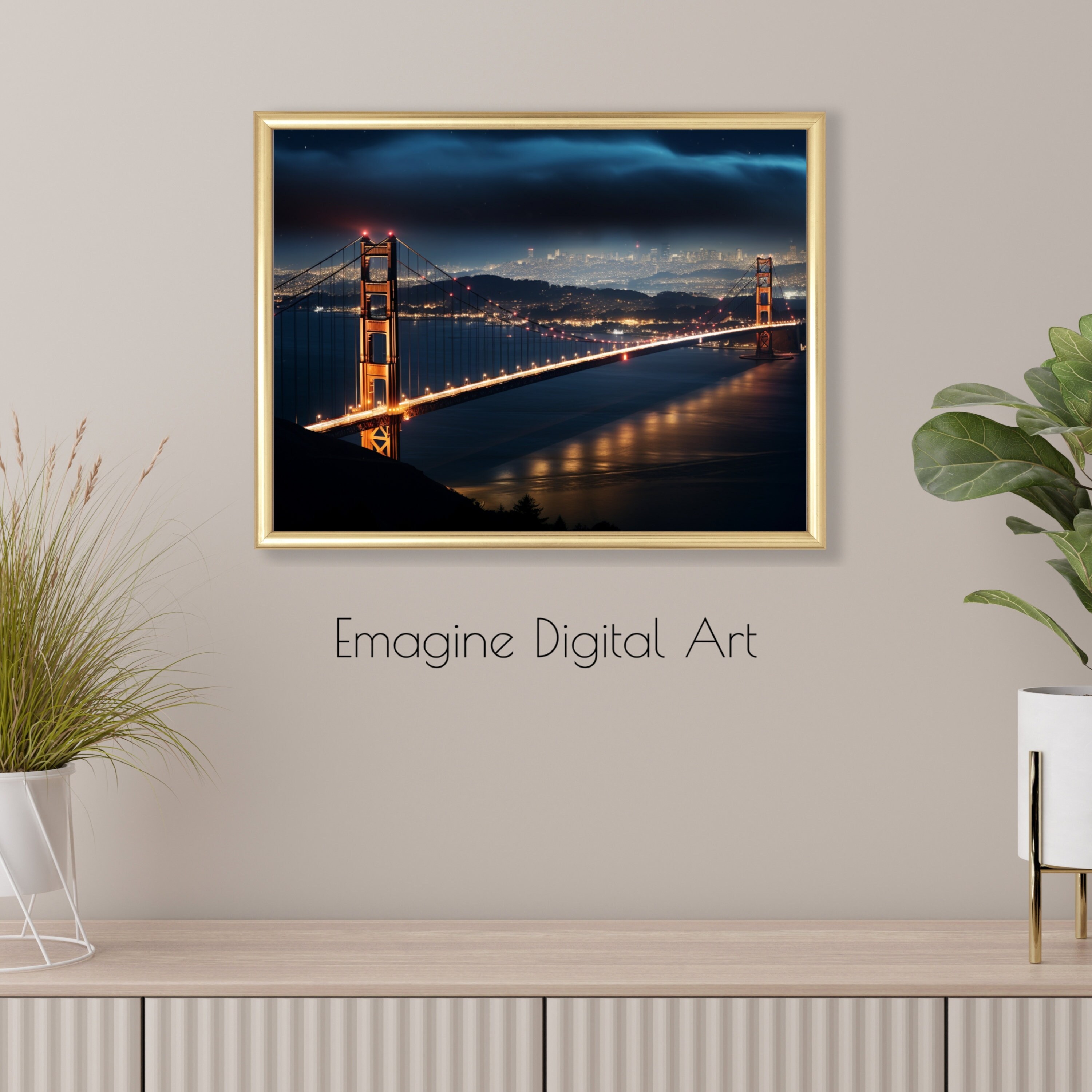 PRINTABLE ART Golden Gate Bridge at Night Photo San Francisco Wall ...