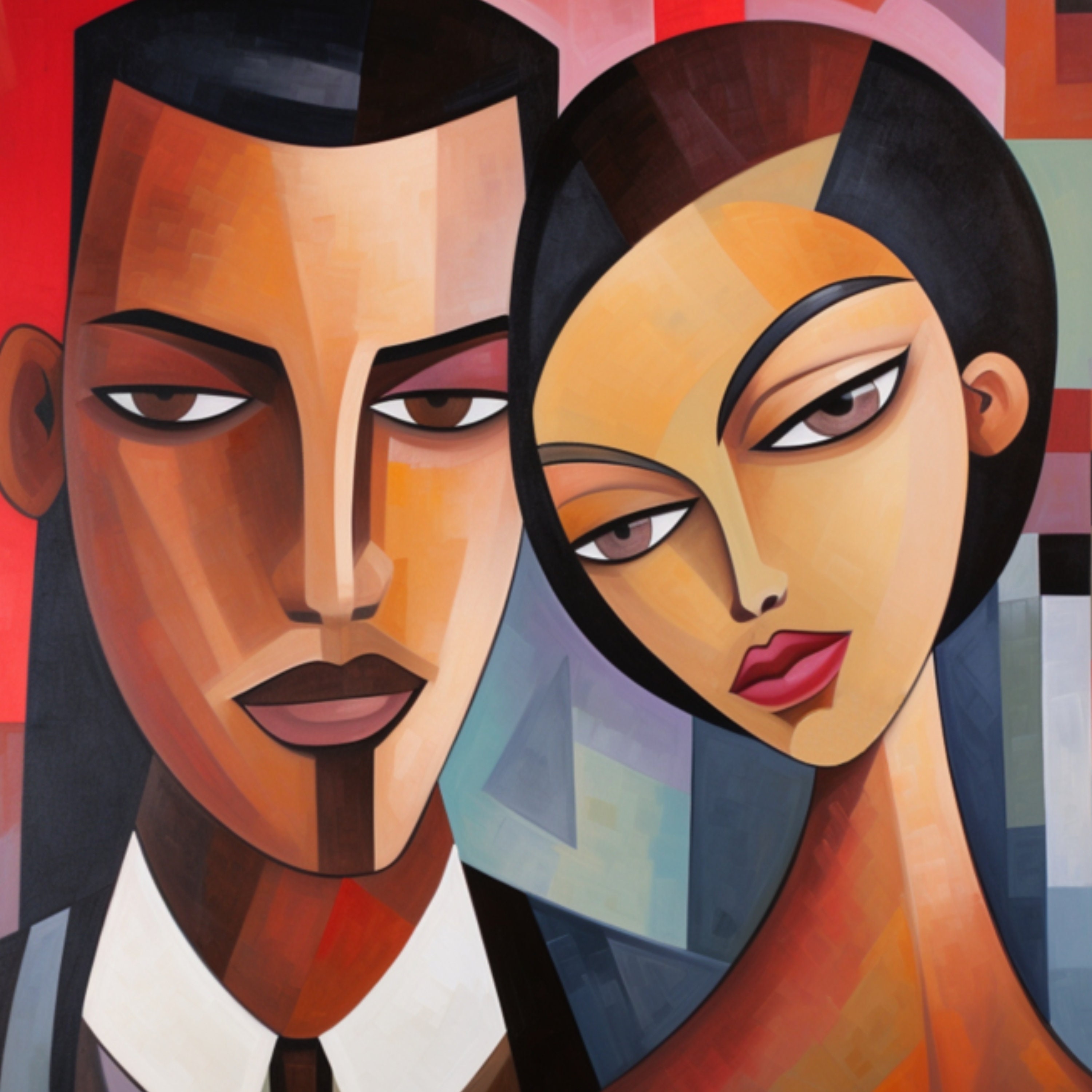 PRINTABLE ART Cubist Black Art Painting of Elegant Couple African ...