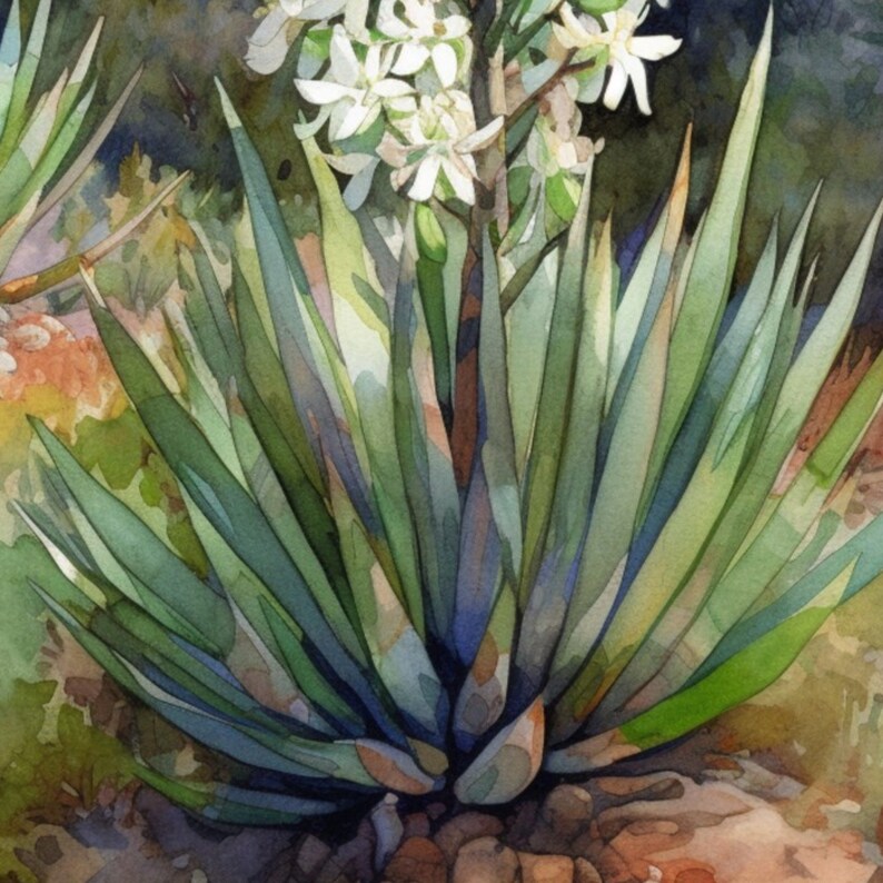PRINTABLE ART | Yucca in Bloom White Blossoms | Desert Wall Art ...