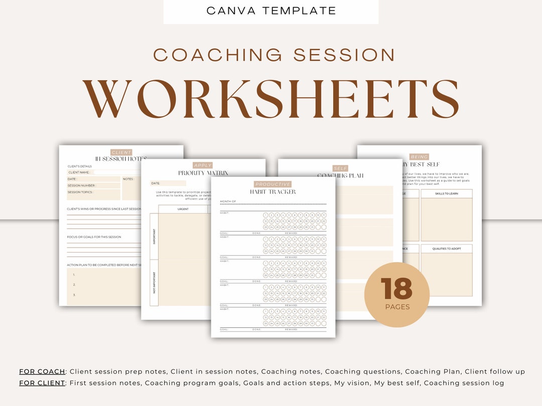 Coaching Worksheet Templates Coaching Session Worksheets Client Session ...