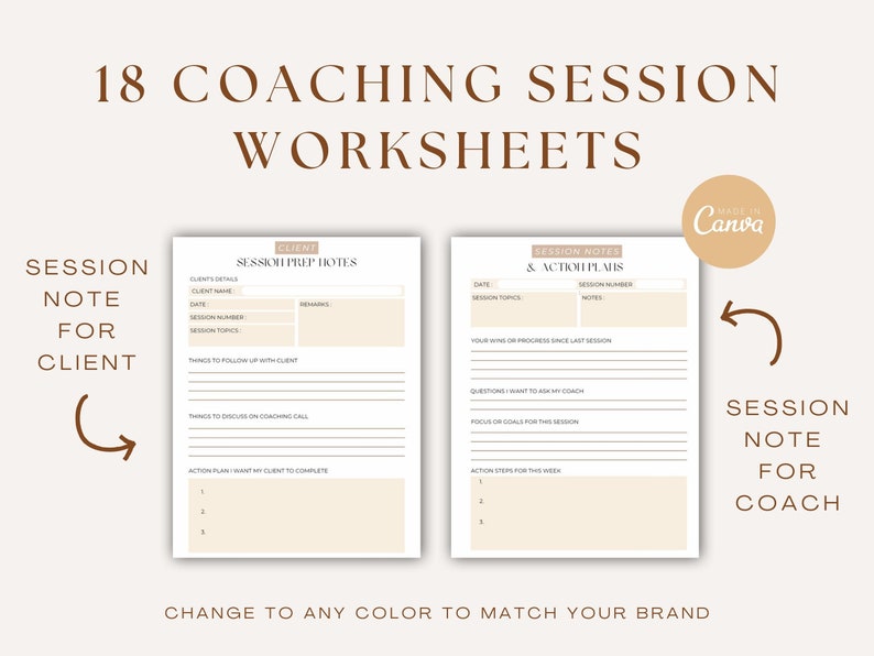 Coaching Worksheet Templates Coaching Session Worksheets Client Session ...