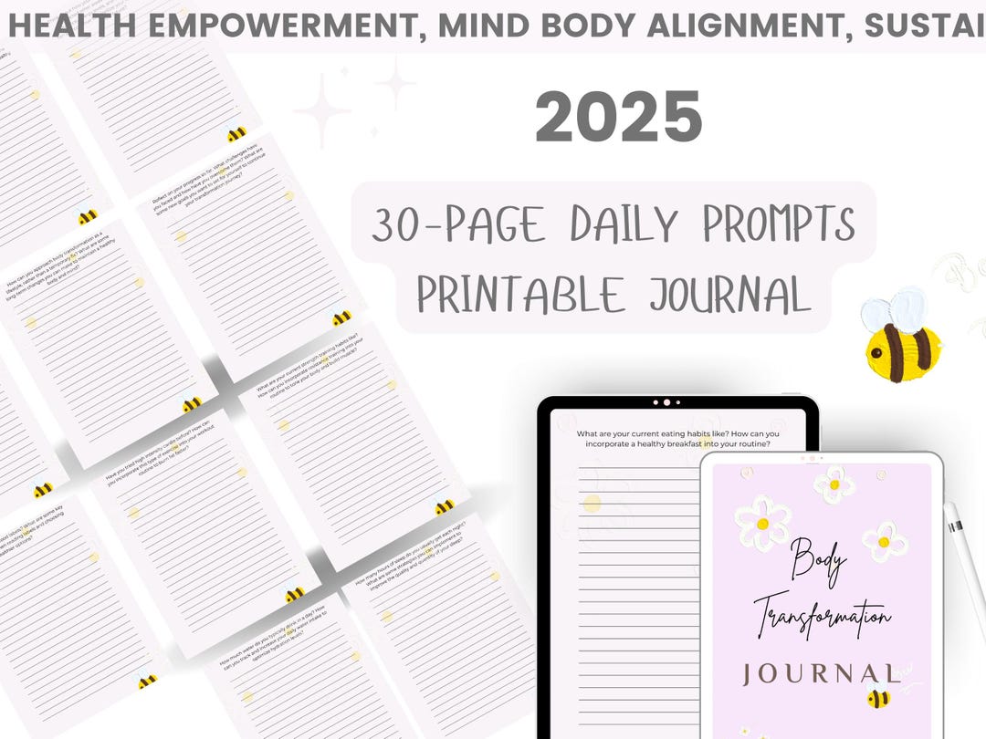 2025 Daily Prompts Journal Printable PDF 30 Day the Body Transformation ...