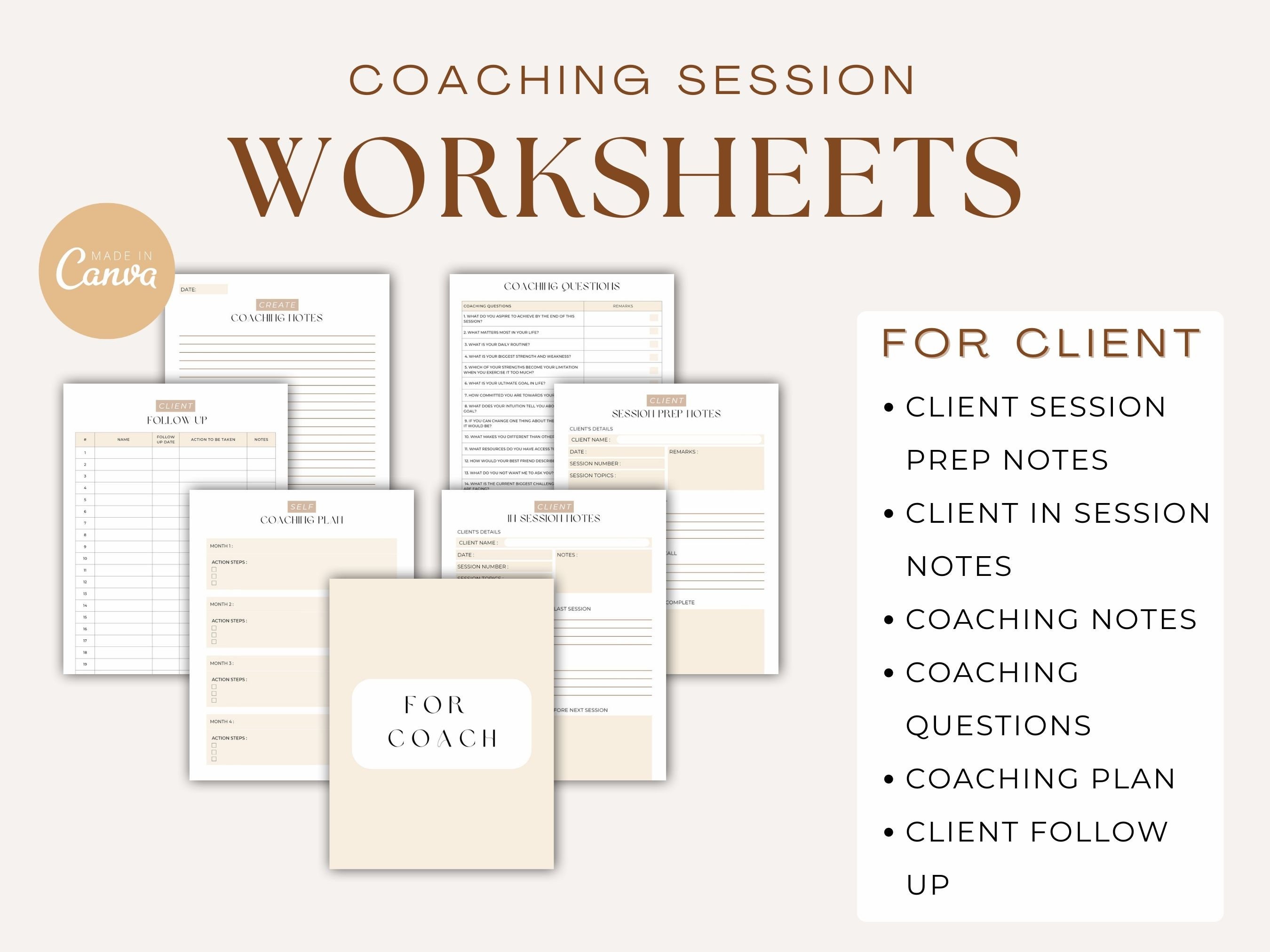 Coaching Worksheet Templates Coaching Session Worksheets Client Session ...