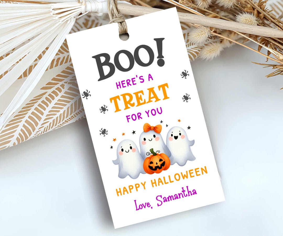 Halloween Treat Tags, Trick or Treat Bag Tags, Boo Treat for You ...
