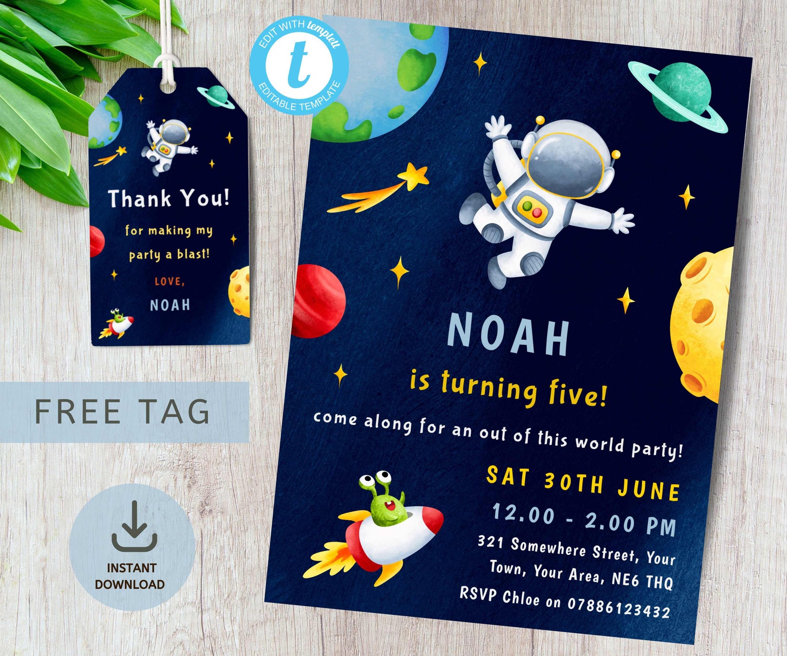 Downloadable Space Birthday Invitation, Rocket Ship Space Birthday ...