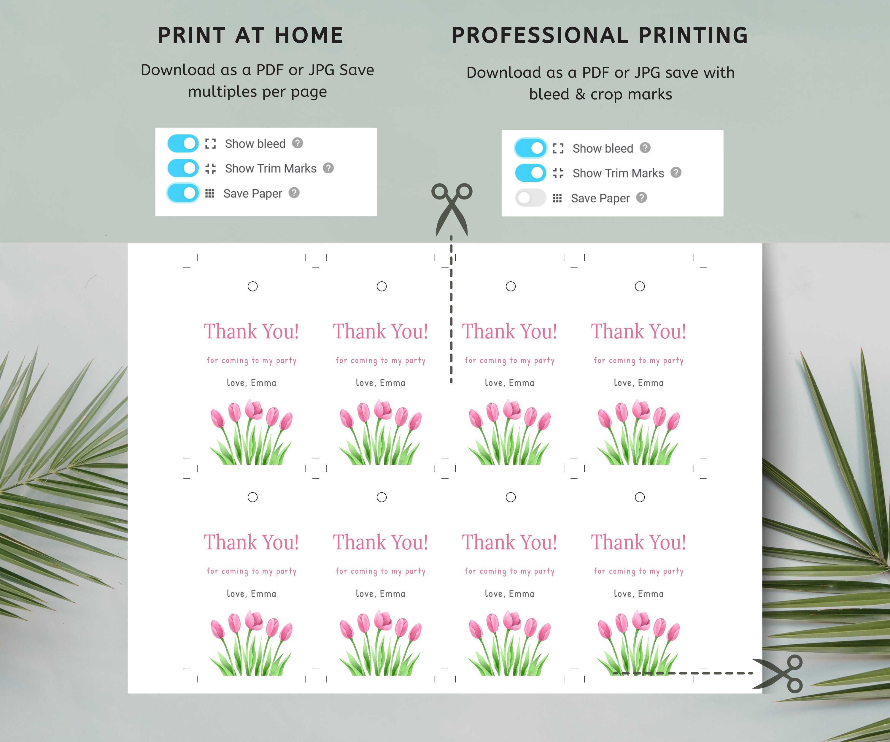 Pink Tulip Favor Tag, Spring Flowers Party Tag, Tulip Party Tags, Thank ...