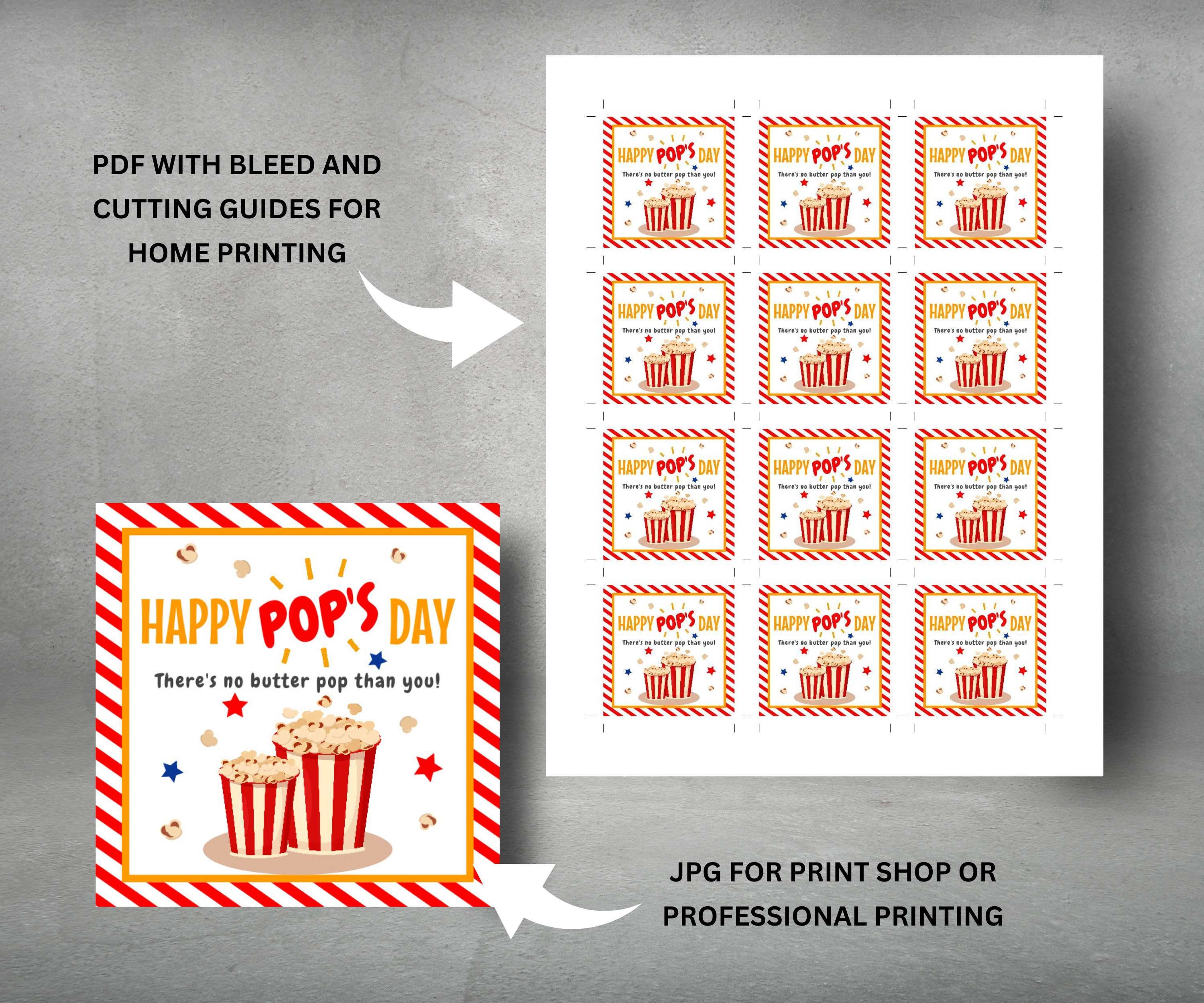 Printable Father's Day Popcorn Tag, Fathers Day Gift Printable, No ...