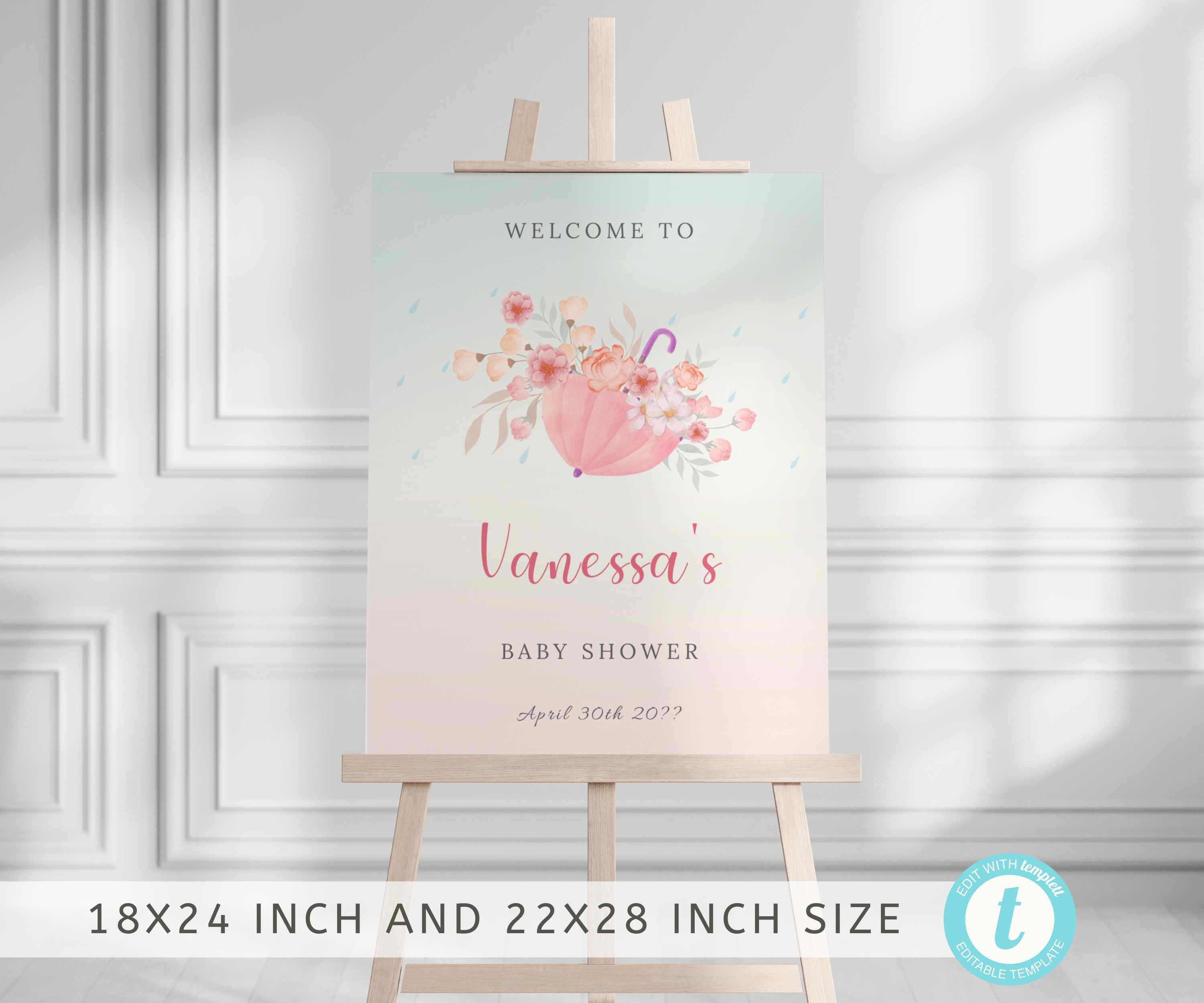 Cute Baby Shower Welcome Sign, April Showers Welcome Sign, Party Sign ...