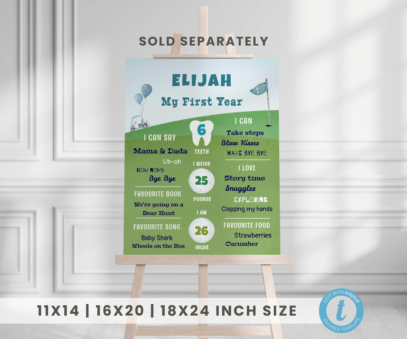 Golf Baby Shower Welcome Sign Template, Editable Baby Shower Golf ...