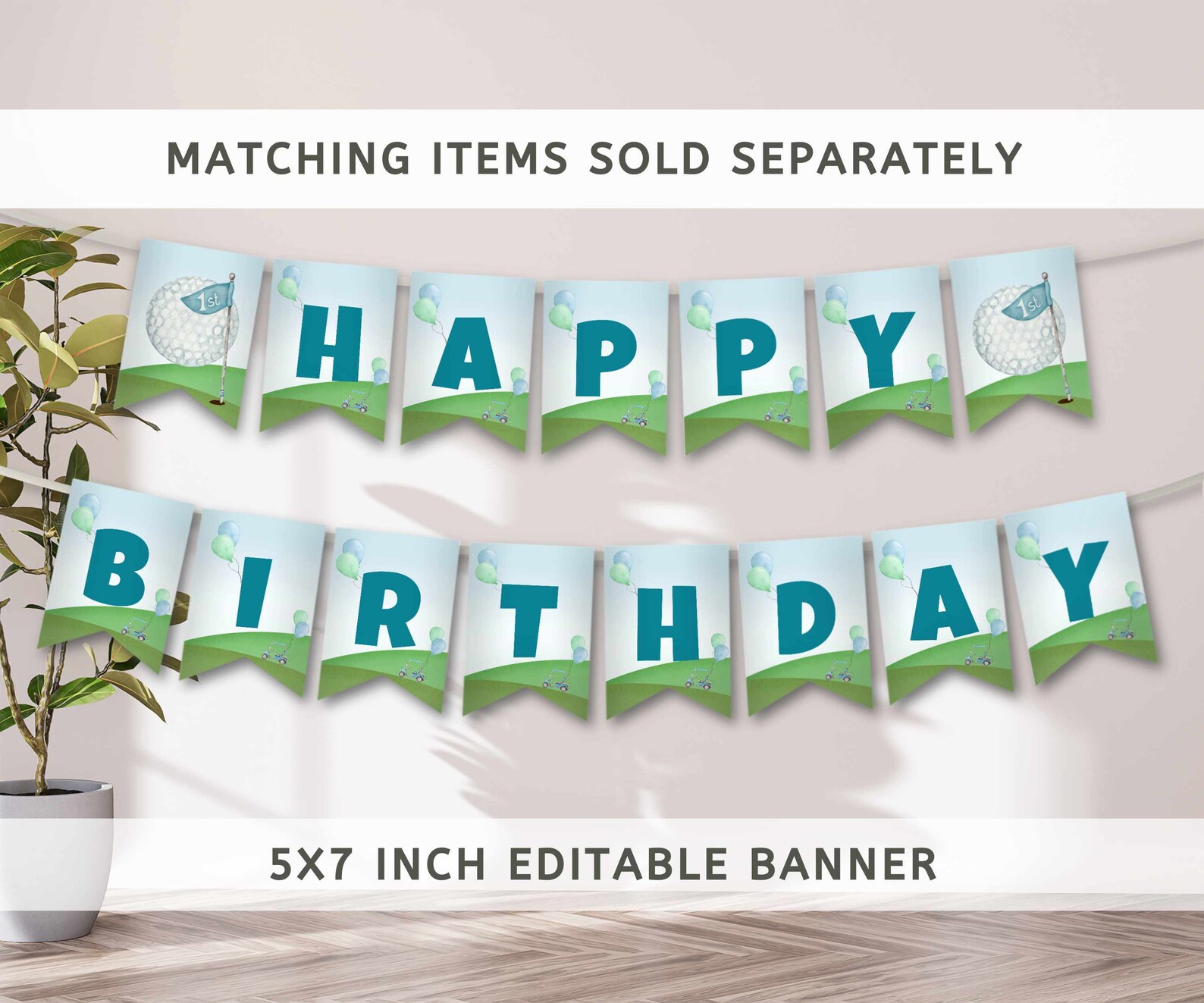 First Birthday Milestone Sign, Golf Boy Printable Photo Board, 1st ...