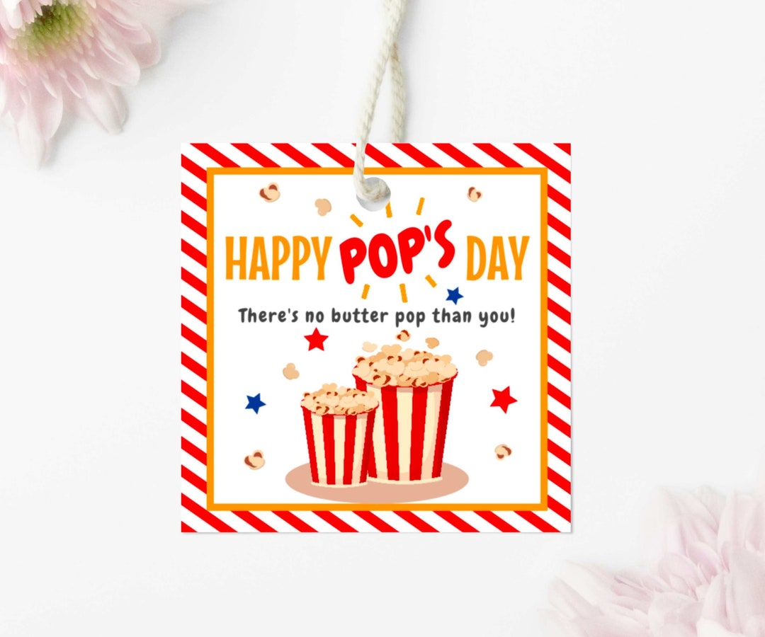 Printable Father's Day Popcorn Tag, Fathers Day Gift Printable, No ...