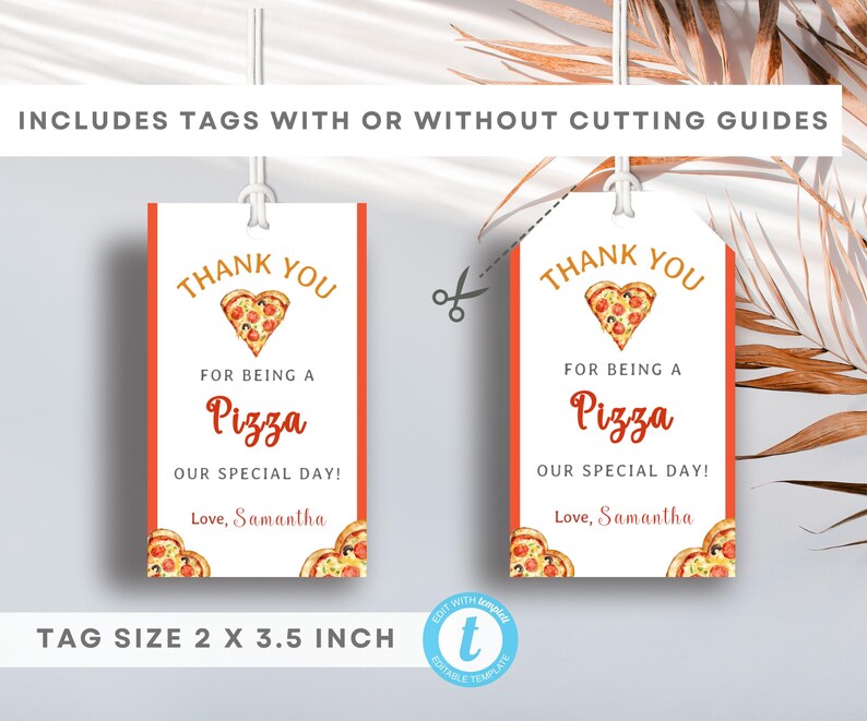 Pizza Our Heart Baby Shower Favors, Editable Favor Tag Template, Fun ...