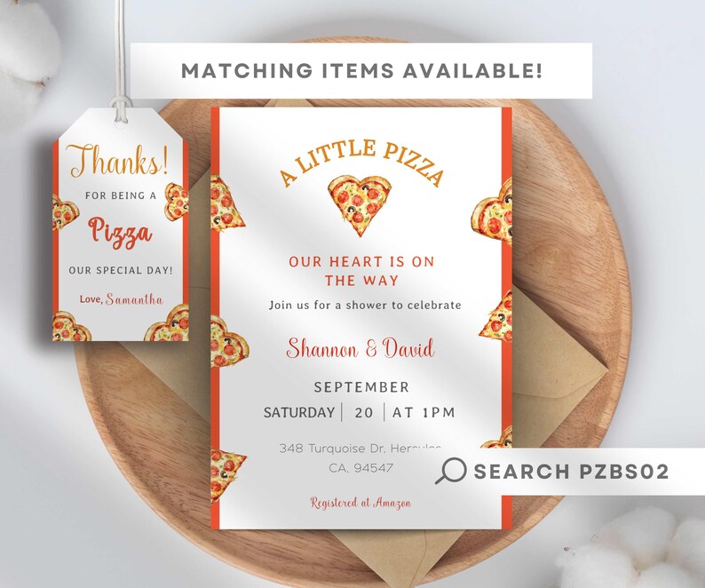 Pizza Our Heart Baby Shower Favors, Editable Favor Tag Template, Fun ...