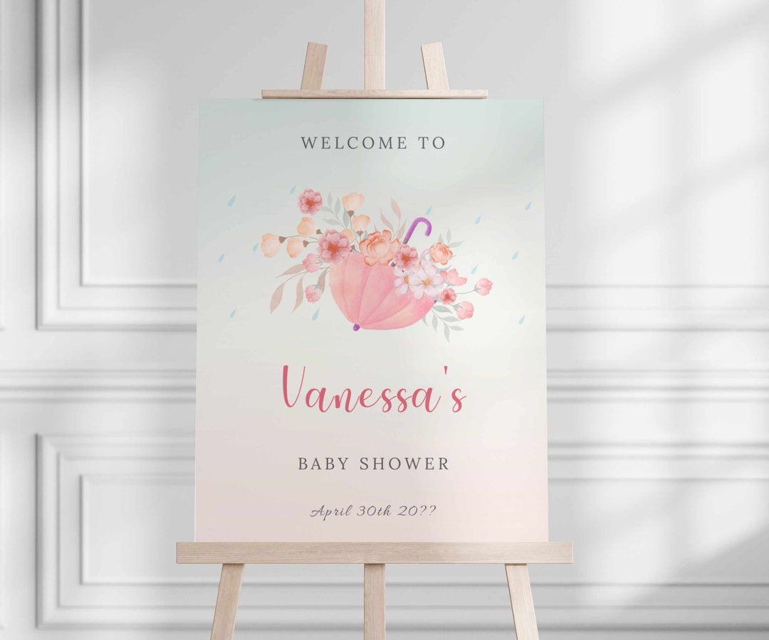 Cute Baby Shower Welcome Sign, April Showers Welcome Sign, Party Sign ...