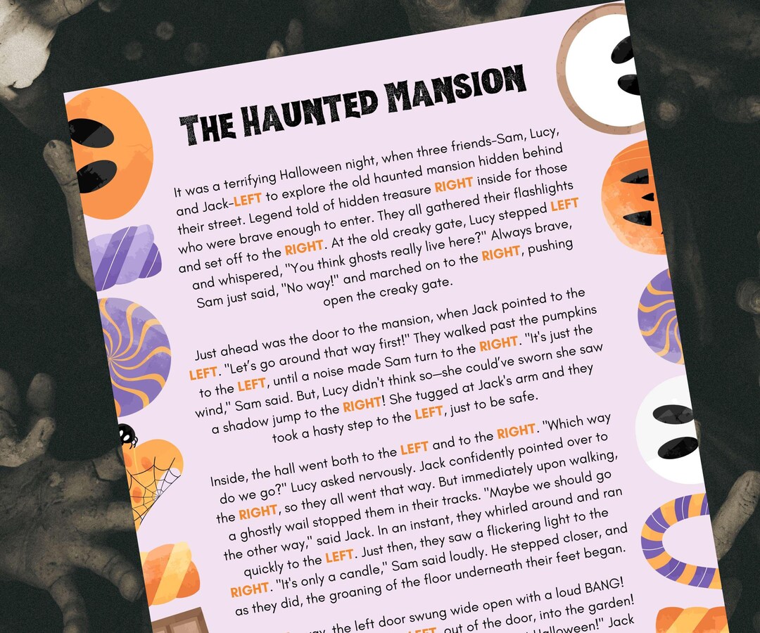 Halloween Left Right Game, Left Right Story Haunted House, Printable ...