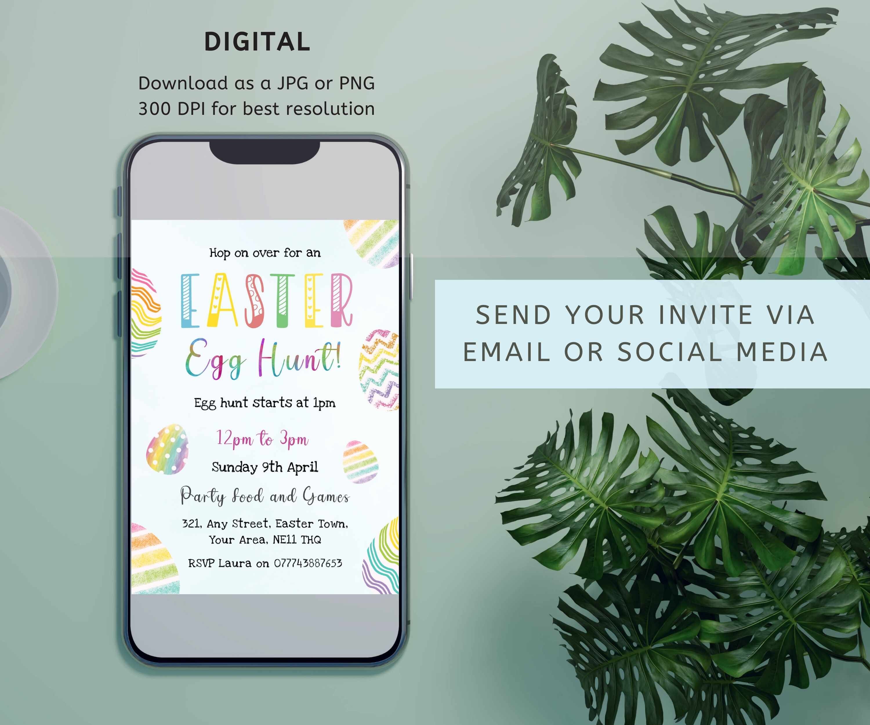 Editable Easter Egg Hunt Invitation Template , Hop on Over Easter Bunny ...