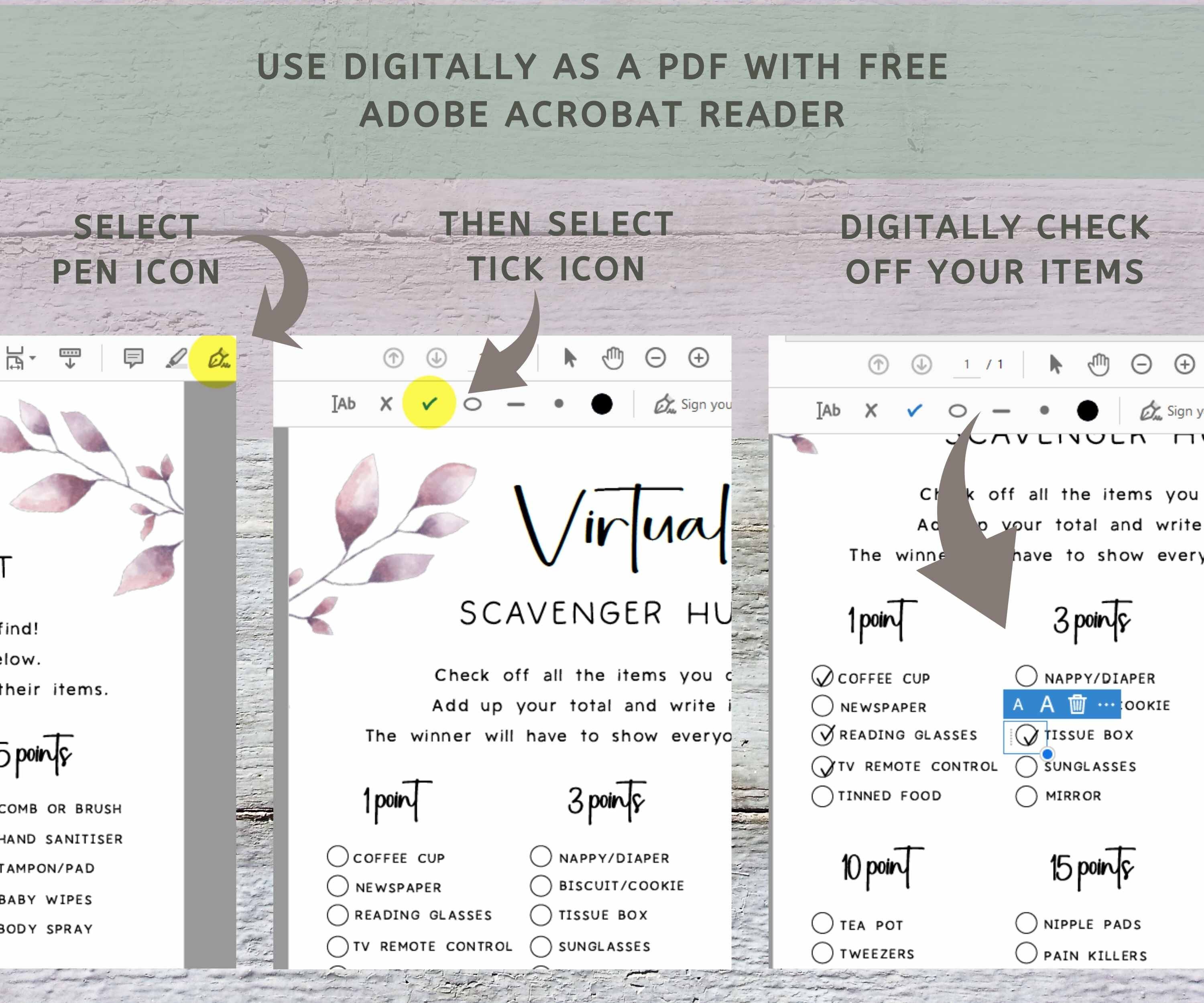 Baby Shower Scavenger Hunt Virtual, Editable Template, Printable, PDF ...