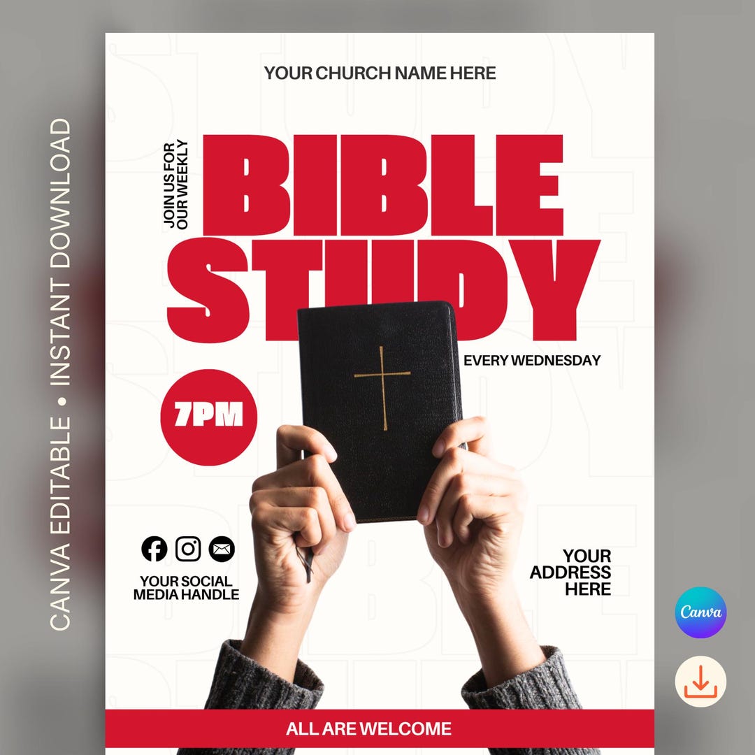 Bible Study Flyer Template | Editable Church Event Design (canva ...