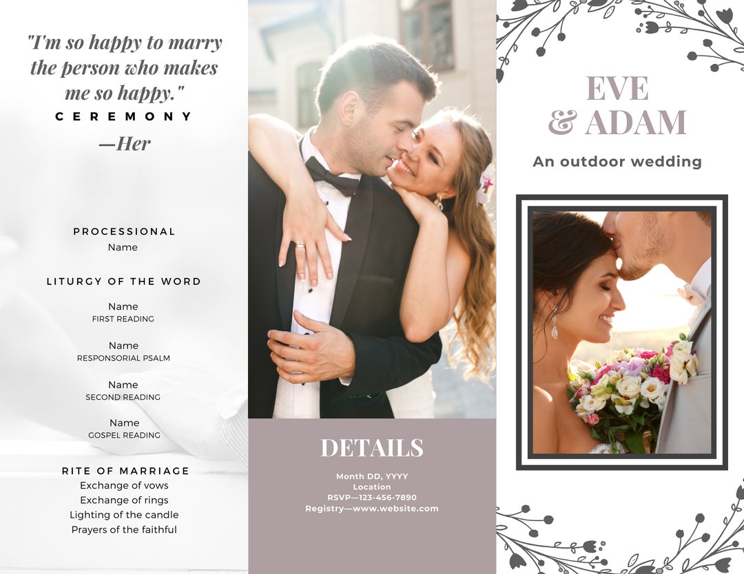 Wedding Invitation Trifold Brochures 6 Templets Front & Back ...