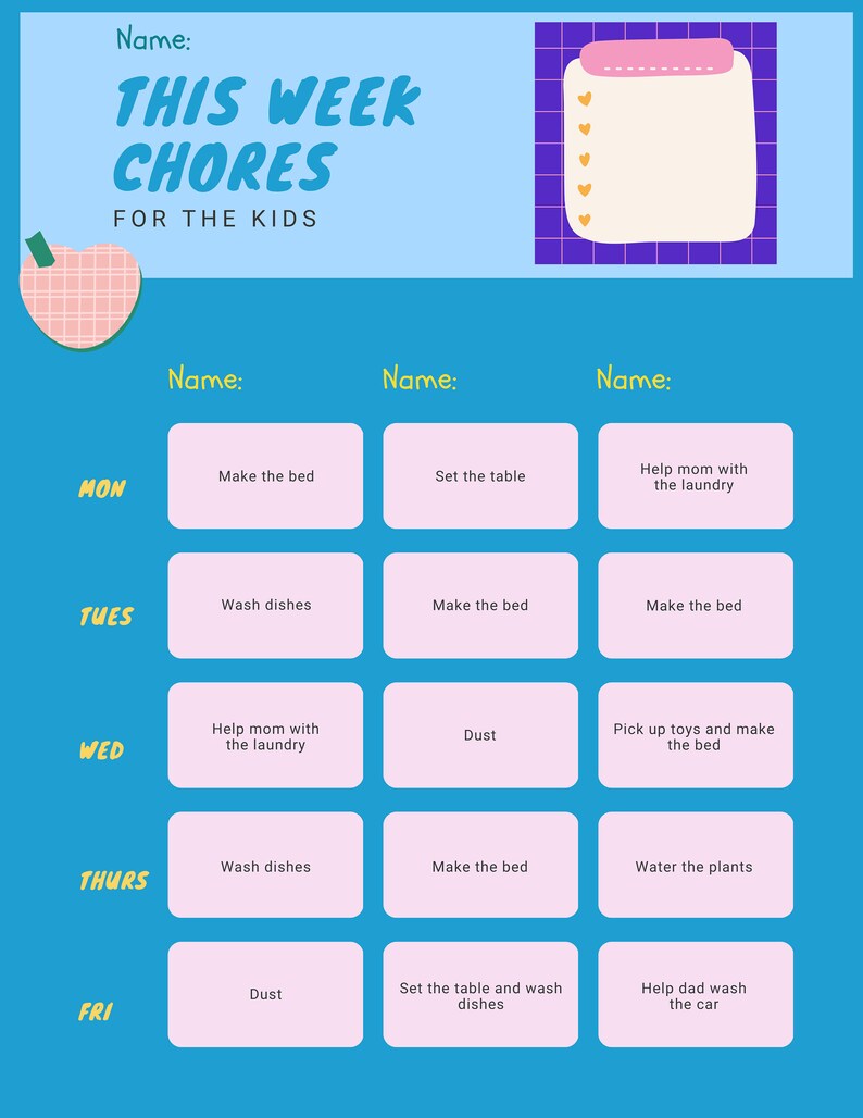 Notion Template Daily Chores Tracker 18 PDF Dorm Apartment - Etsy