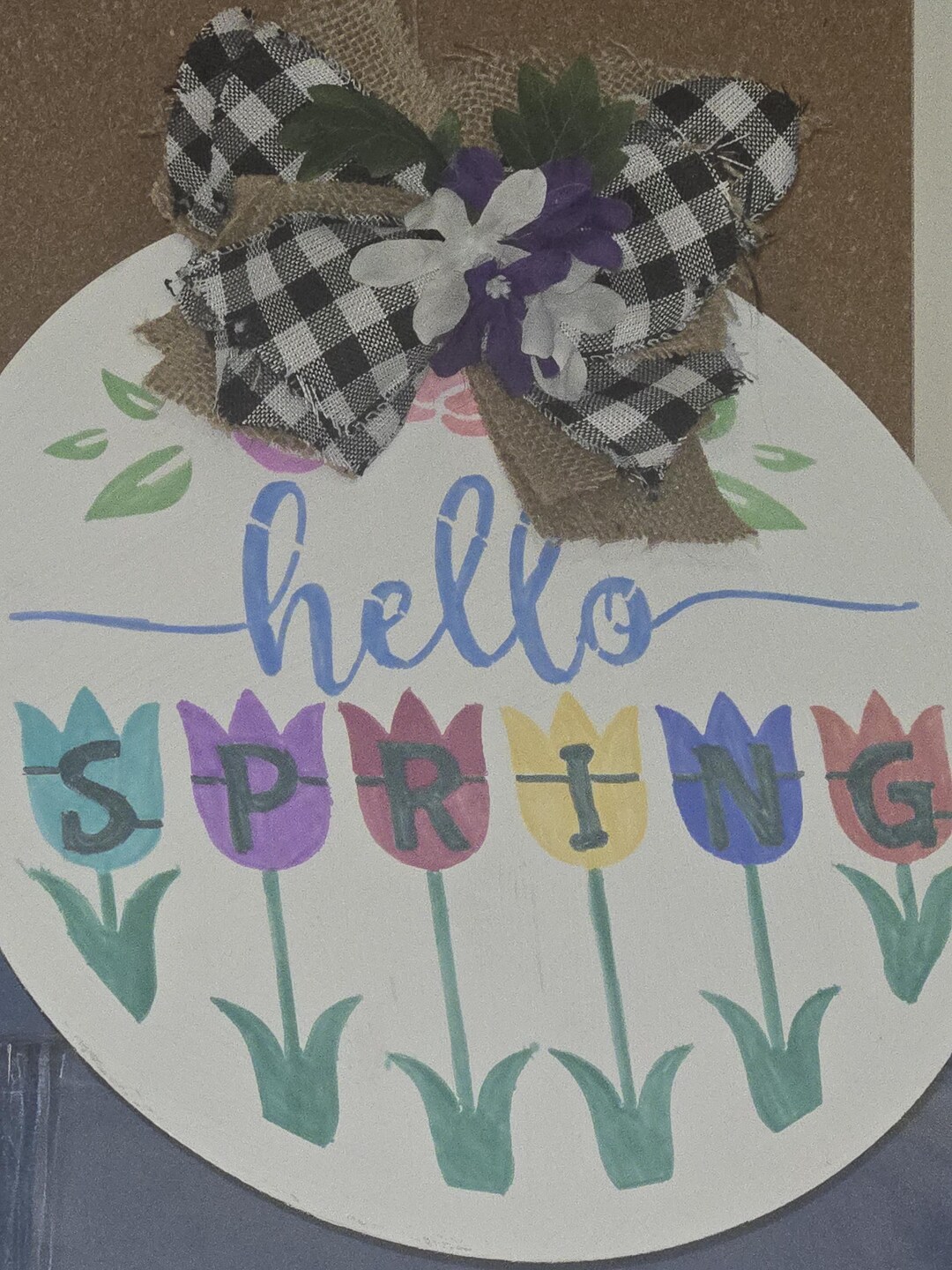 Hello Spring Wall Hanging Wood Sign, Handcrafted Seasonal Decor ...
