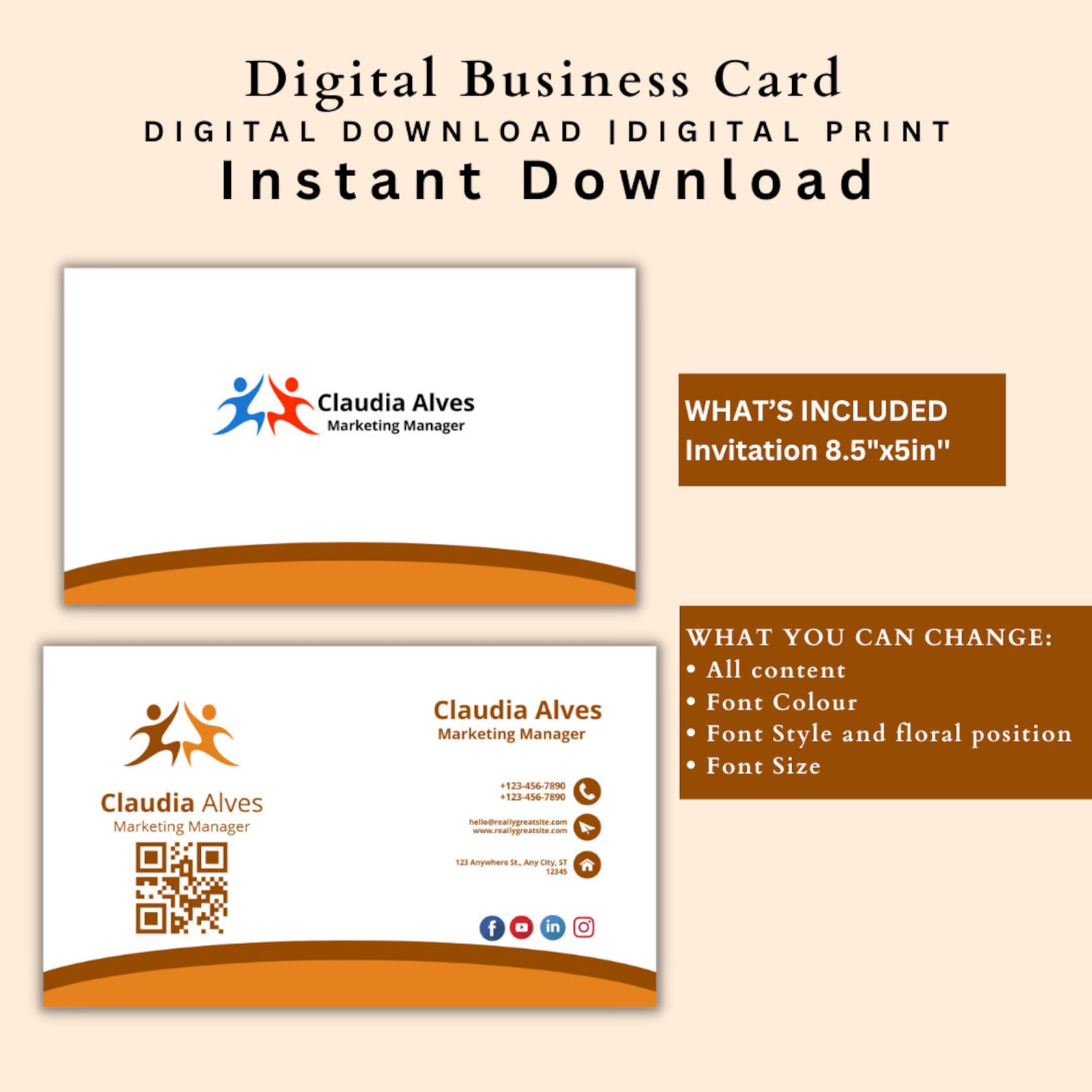 Editable Business Card Design Editable Template, Instant Download ...