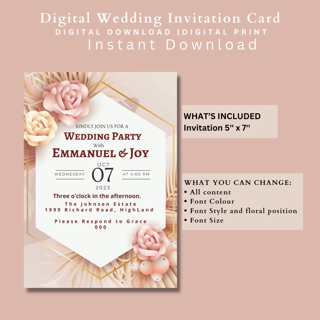Editable Wedding Invitation Wedding Card Wedding Invites Wedding ...