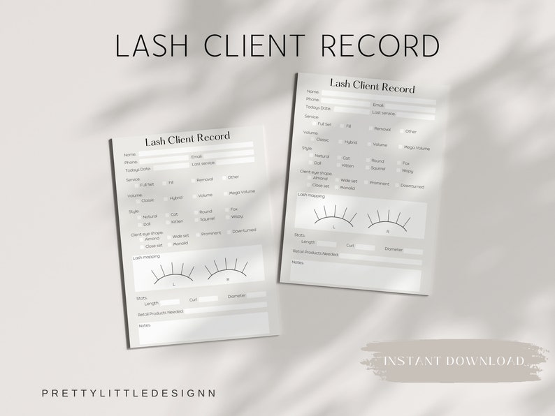 Lash Client Profile, Lash Business Forms, Lash Map, Eyelash Extensions ...