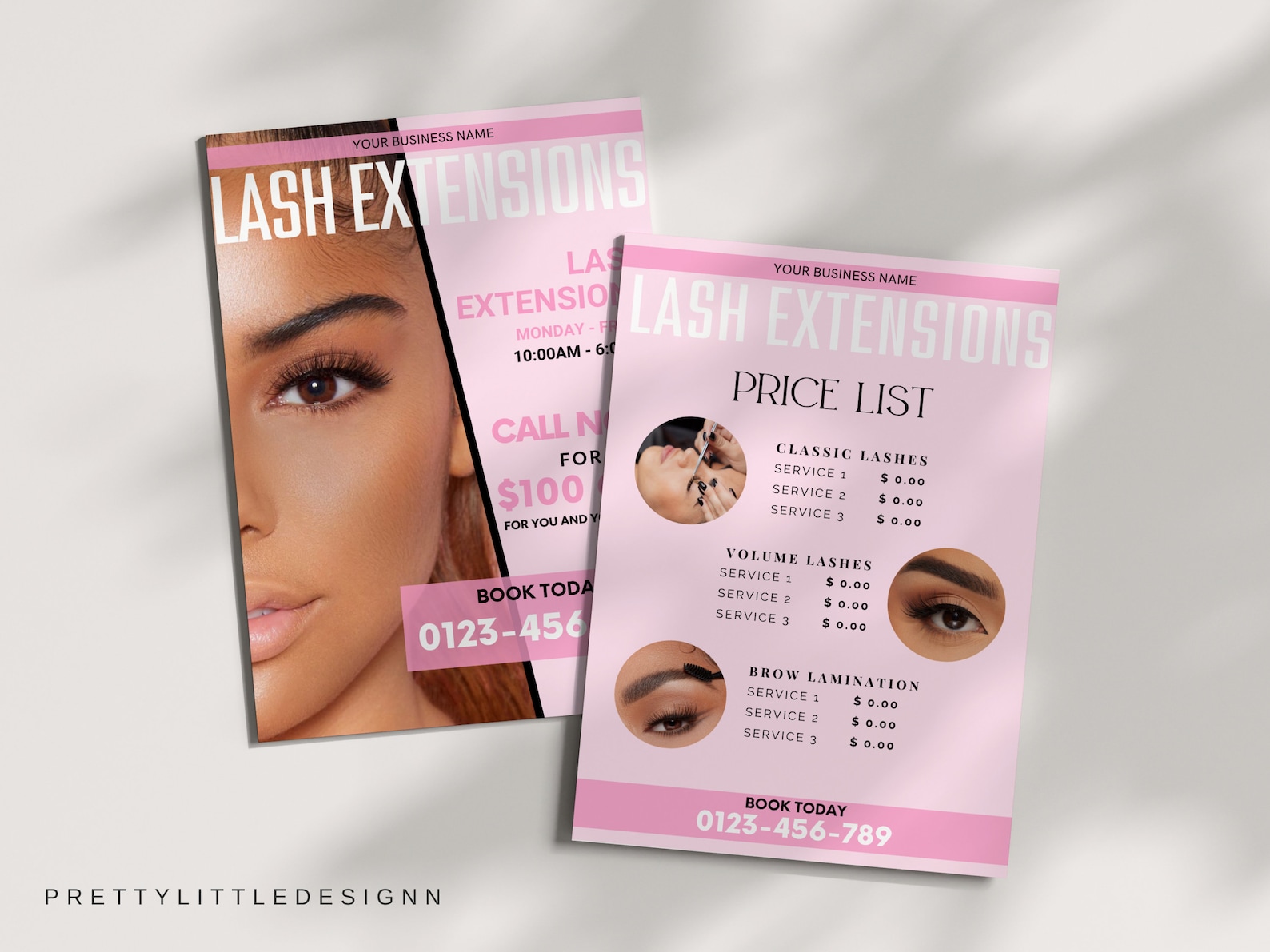 Eyelash Extensions Leaflet Template, Lash Service Brochure, Editable ...