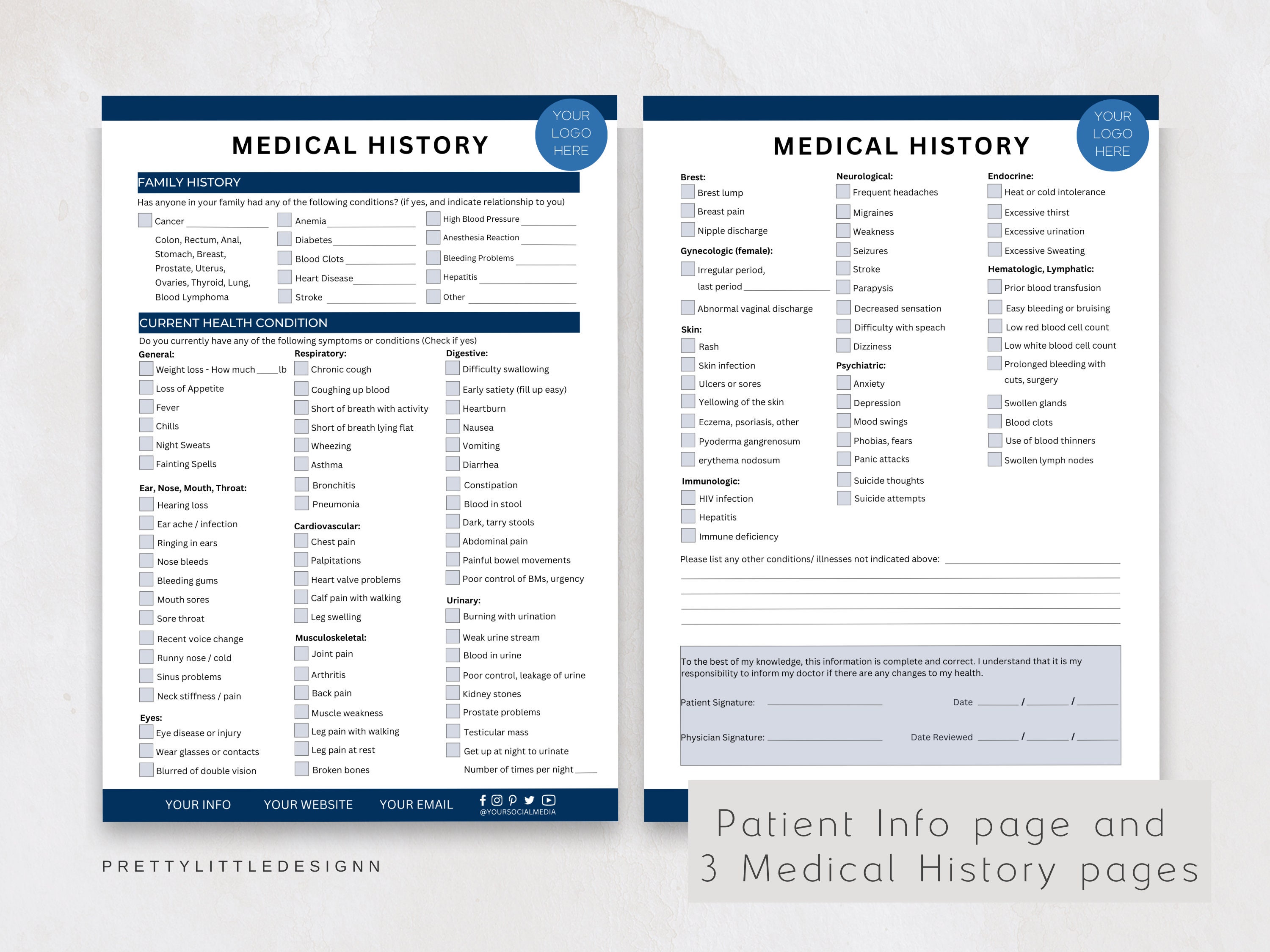 Customized New Patient Form, Patient Information, Editable Medical ...