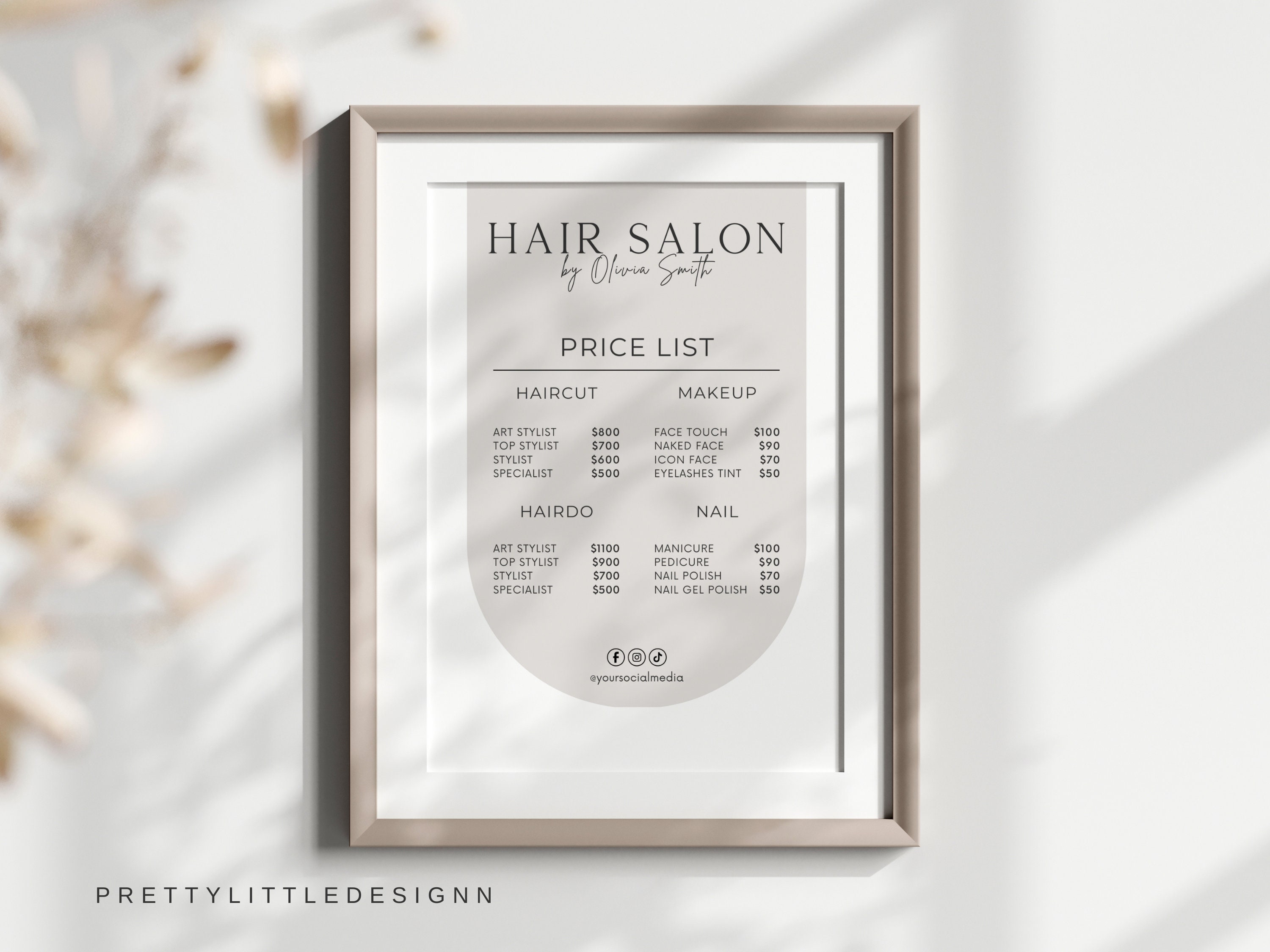 Price List Template, Editable Price List, Business Price List, Beauty ...