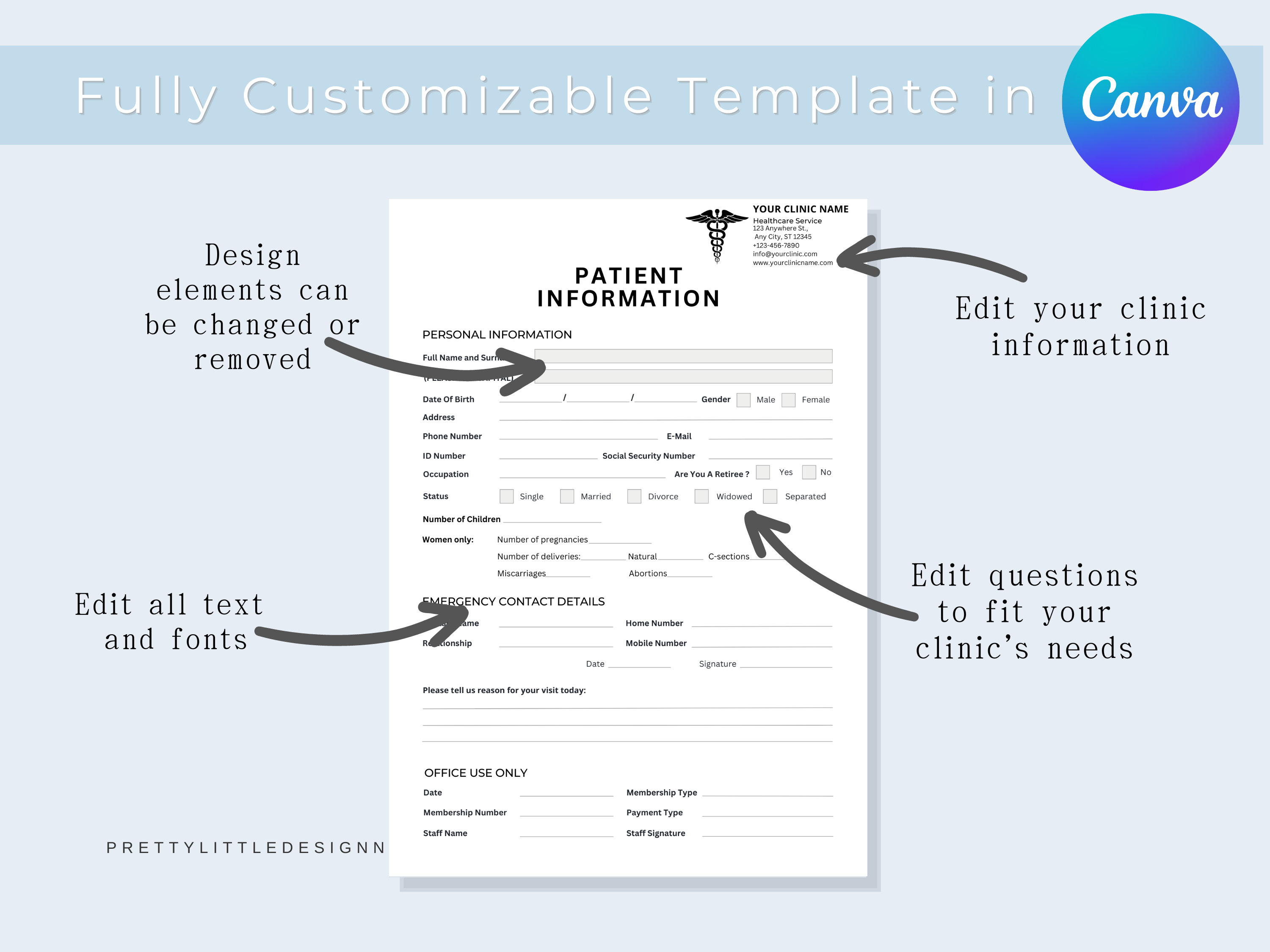 New Patient Form Patient Information Medical (Instant Download) - Etsy