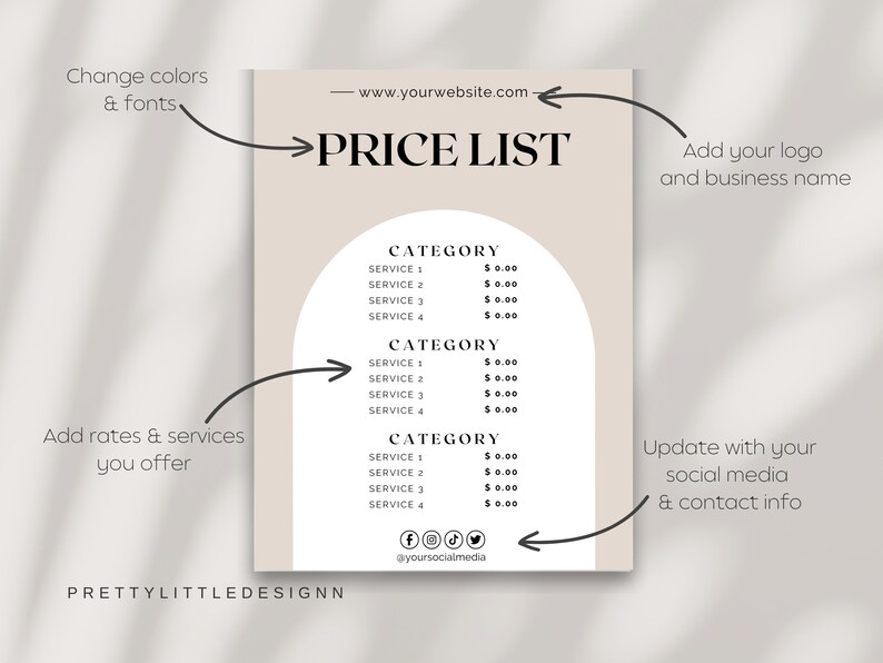 Price List Template, Editable Price List, Electronic Business Price ...