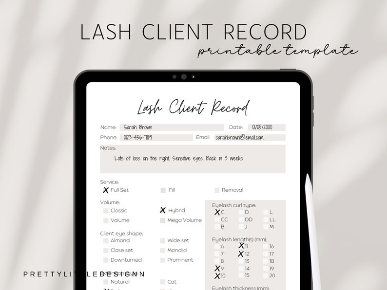 Lash Client Profile, Lash Mapping Sheets, Lash Mapping Templates, Lash ...