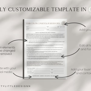 Consent for Hair Coloring, Hair Color Consent and Waiver Form, Hair ...