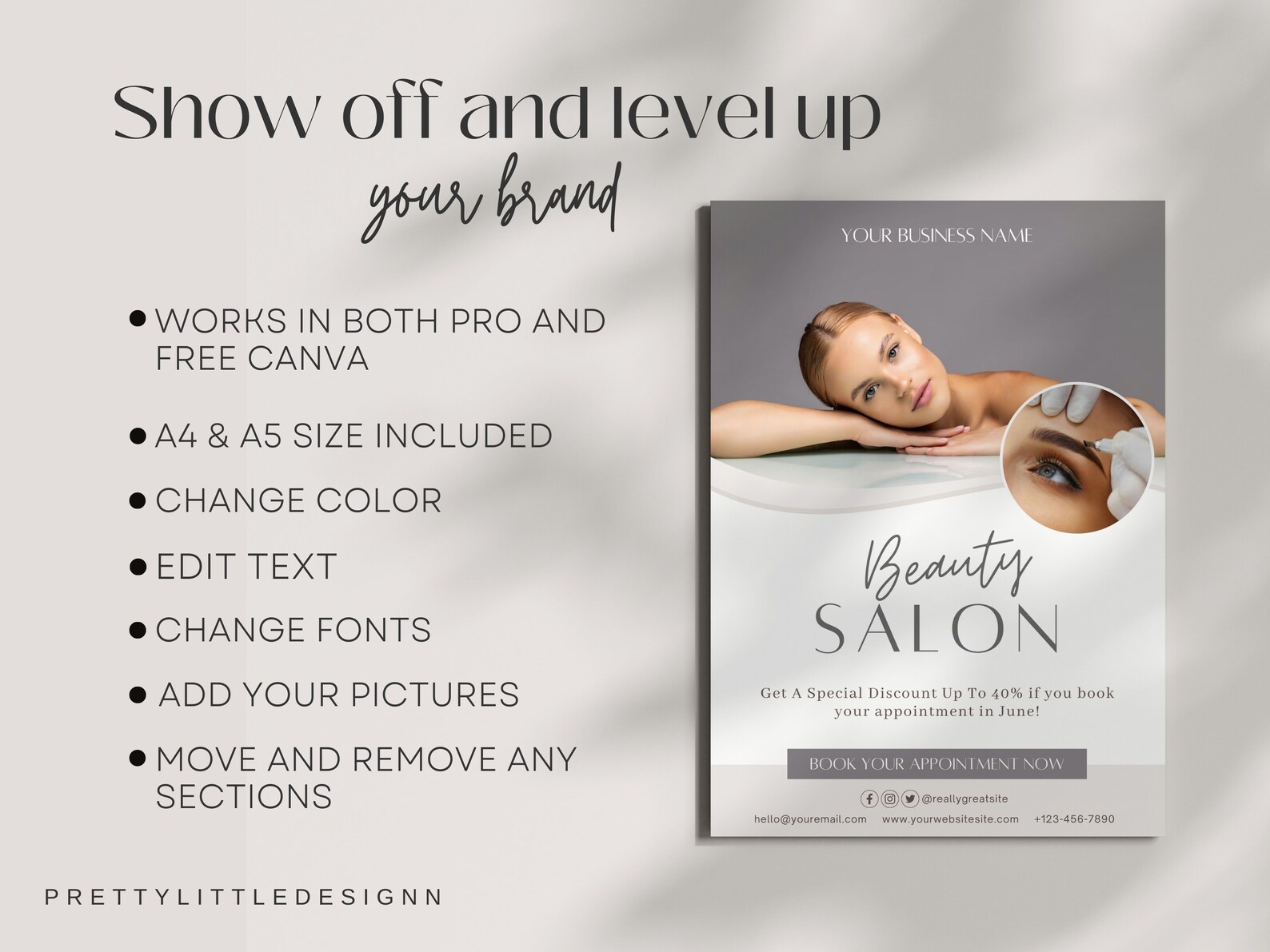 Beauty Flyer Template, Lash Extensions Leaflet Template, Editable ...