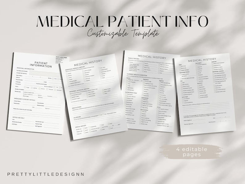 New Patient Form, Patient Information, Medical History, Printable ...