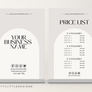 Price List Template, Editable Price List, Business Price List, Beauty ...