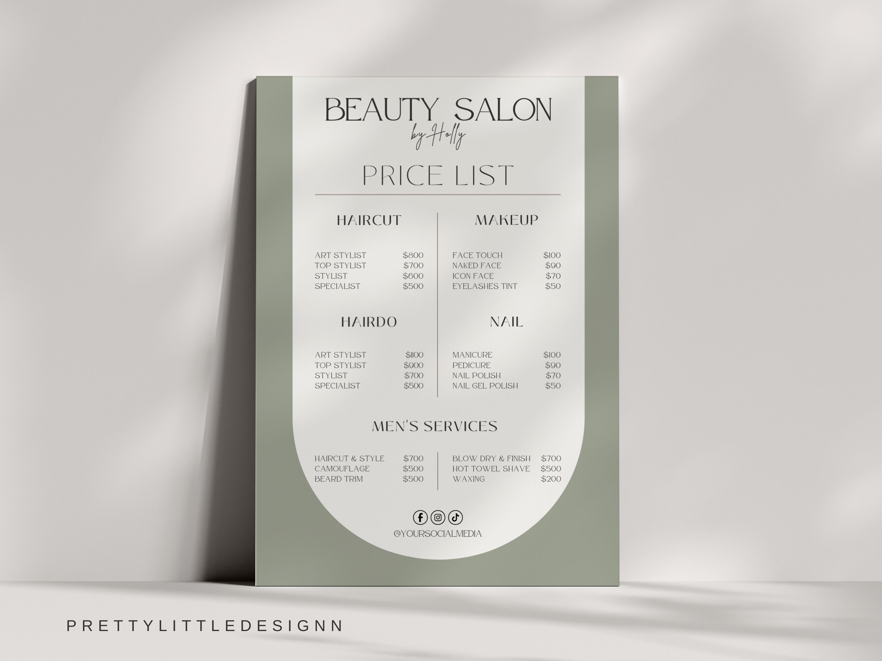 Price List Template, Editable Price List, Business Price List, Beauty ...