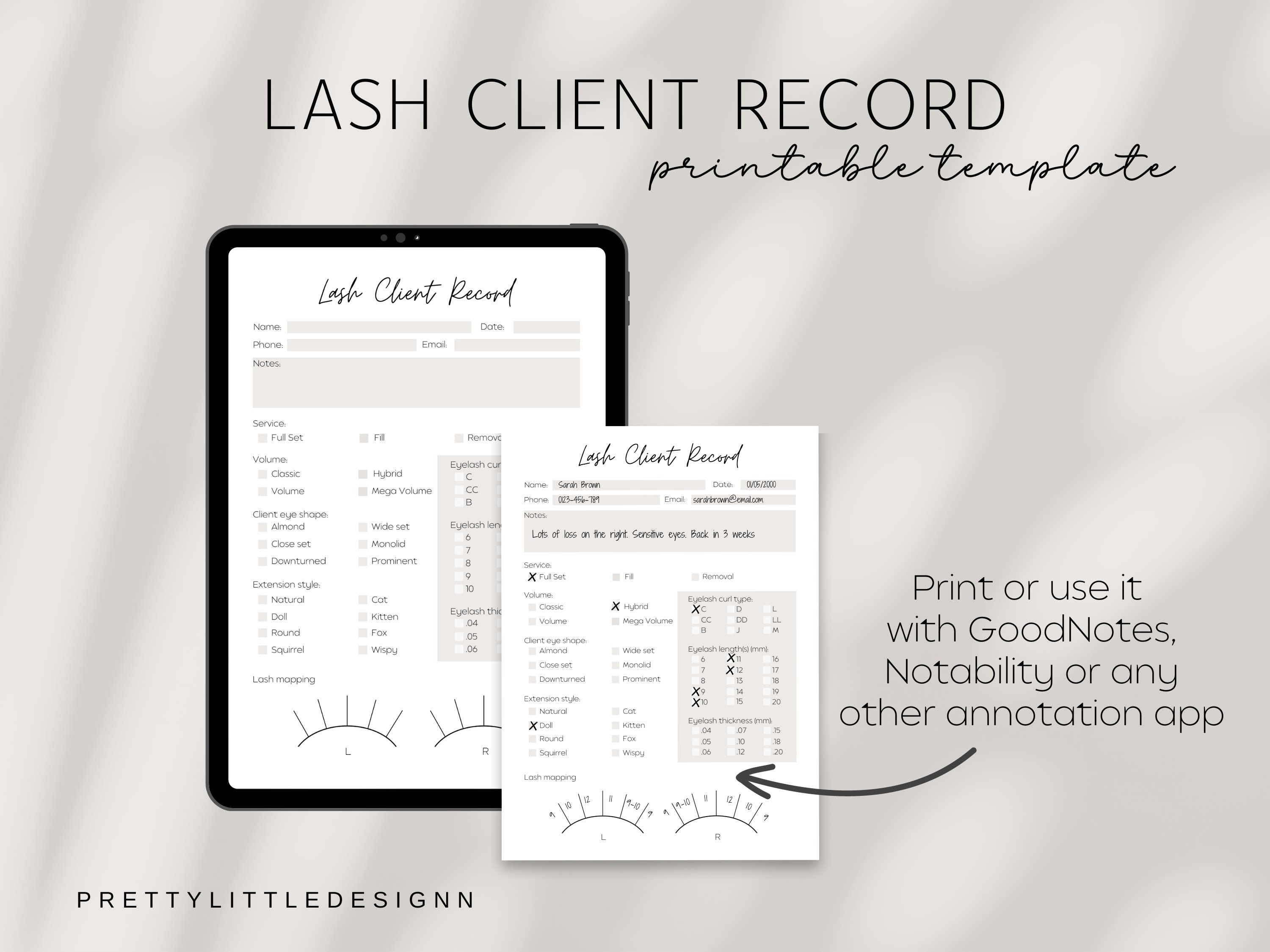 Lash Client Profile, Lash Mapping Sheets, Lash Mapping Templates, Lash ...