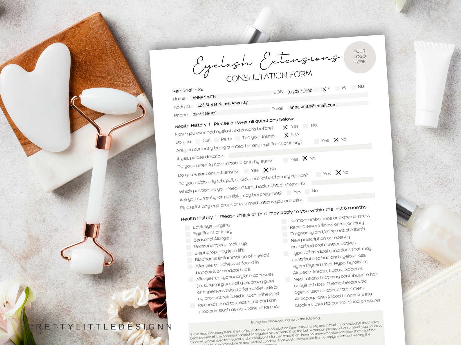 Eyelash Extension Forms, Editable Intake Form, Esthetician Forms, Lash ...