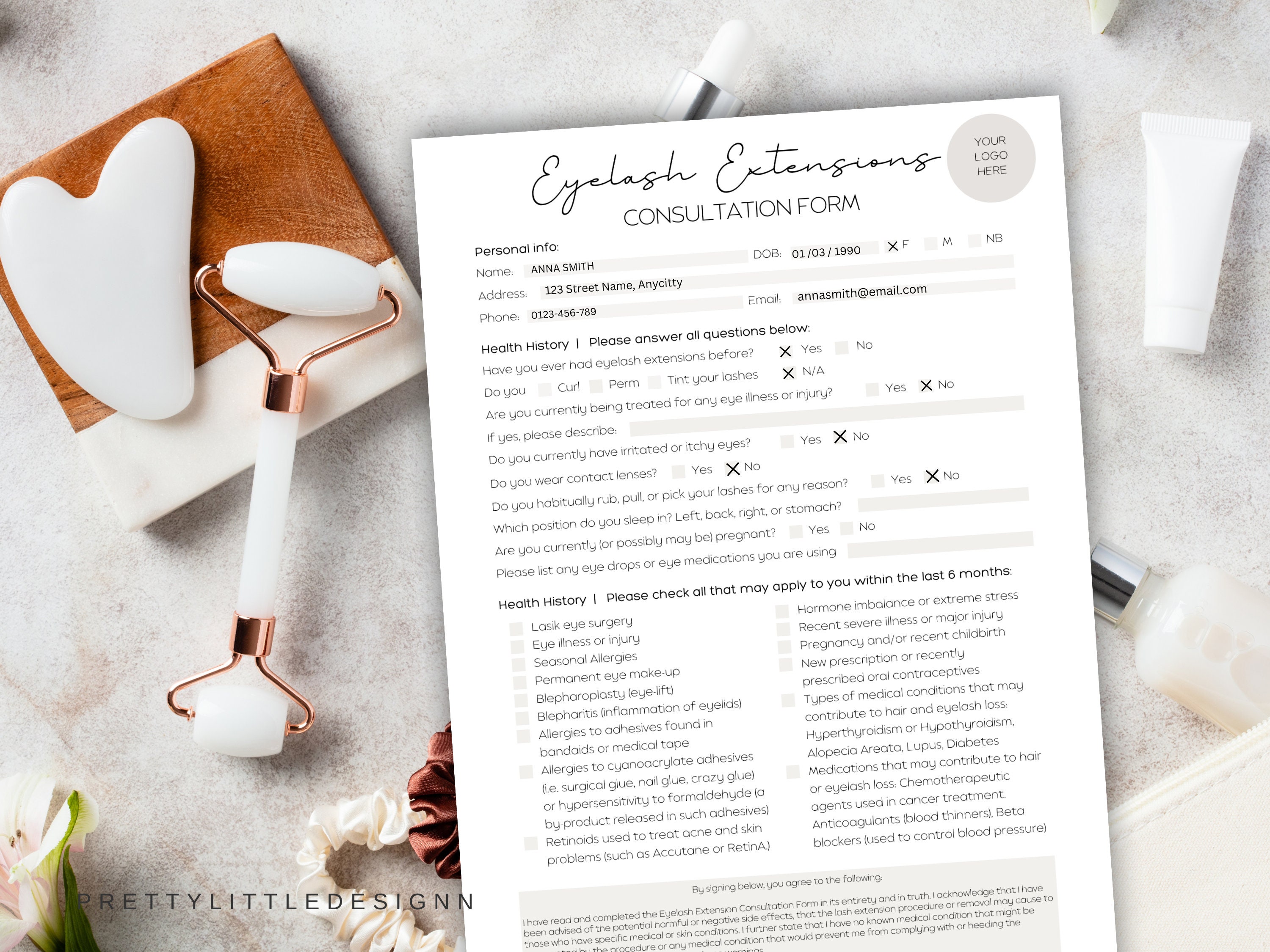 Eyelash Extension Forms, Editable Intake Form, Esthetician Forms, Lash ...