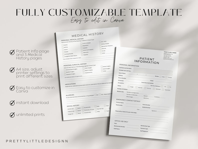 New Patient Form, Patient Information, Medical History, Printable ...