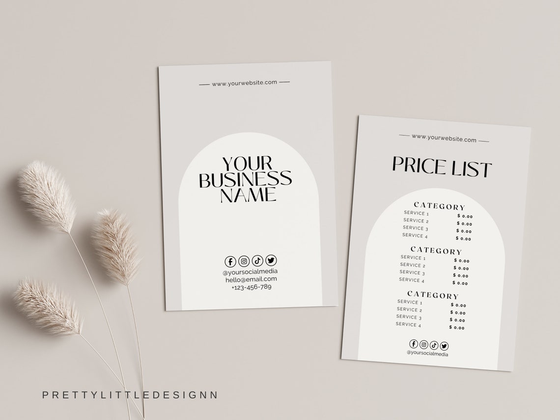 Price List Template Editable Price List Business Price List - Etsy UK